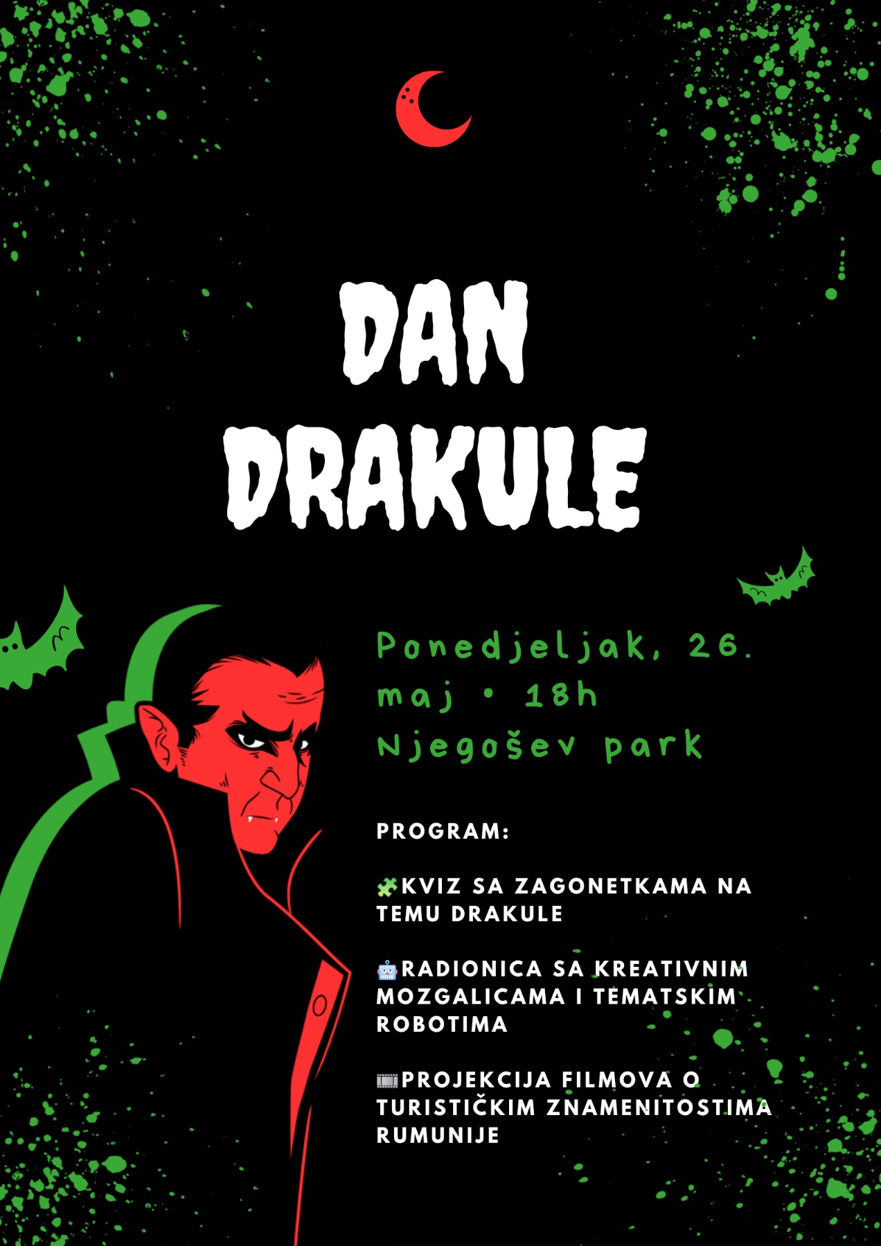 PODGORICA: ,,Dan Drakule" u Njegoševom parku u ponedeljak, 26. maja ...